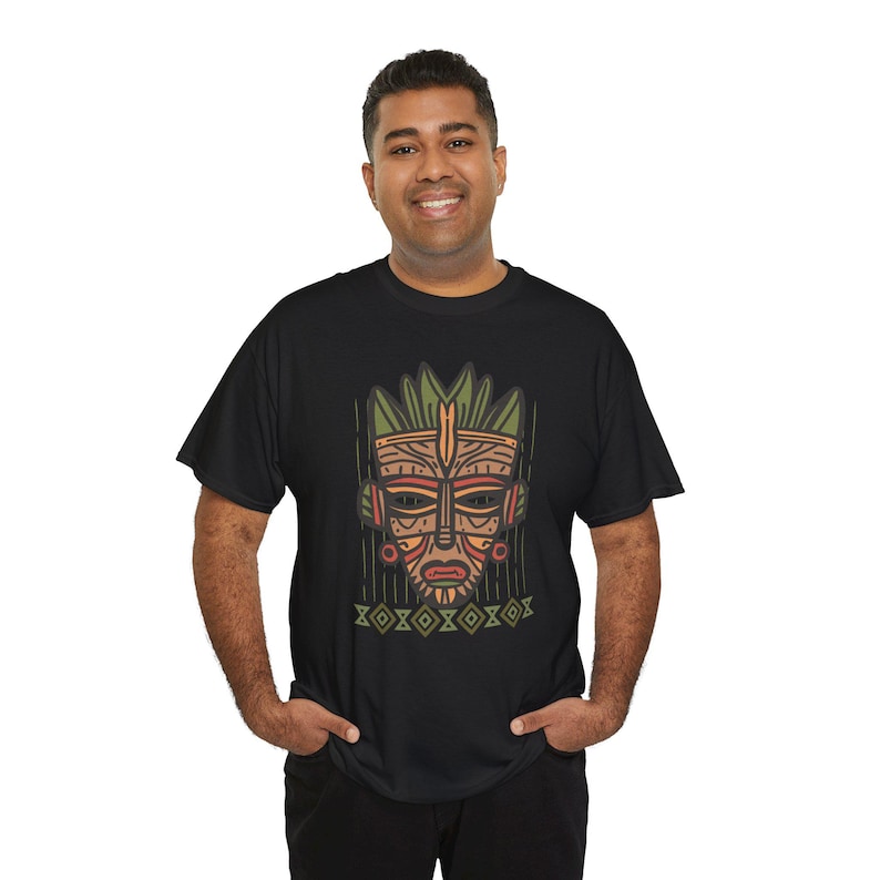 Tribal Tiki Mask Tee | Polynesian Face Graphic Shirt, Ethnic Island ...