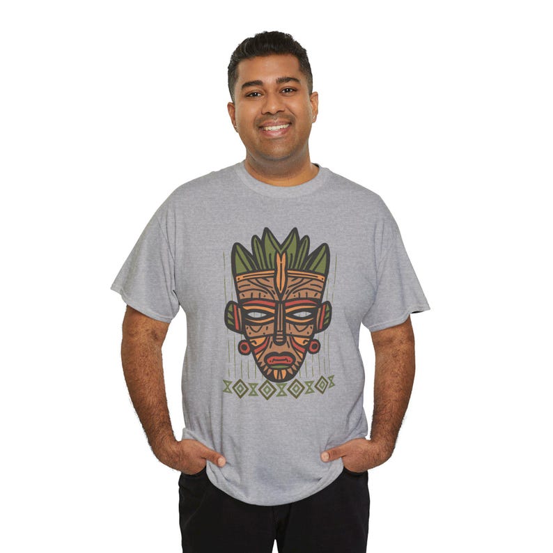 Tribal Tiki Mask Tee | Polynesian Face Graphic Shirt, Ethnic Island ...