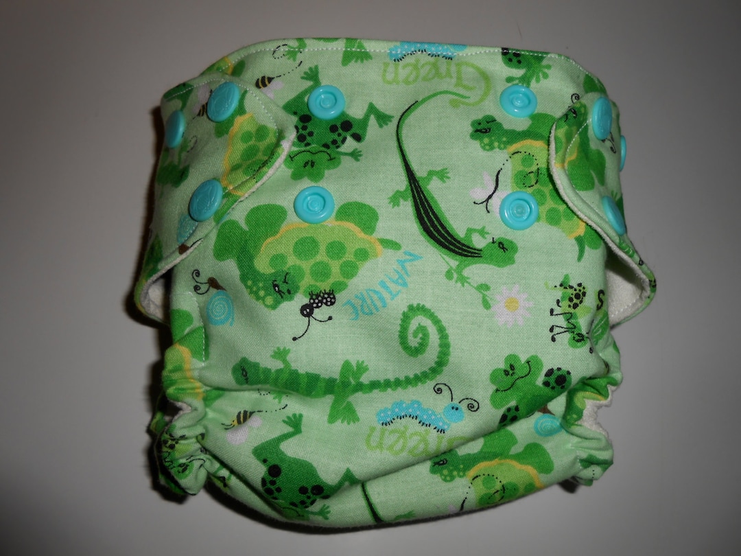 Sized Green Critters Pocket Diaper - Etsy