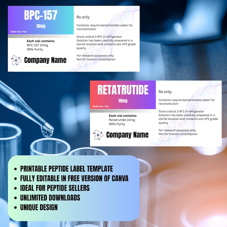 Editable Peptide Label Templates - Etsy