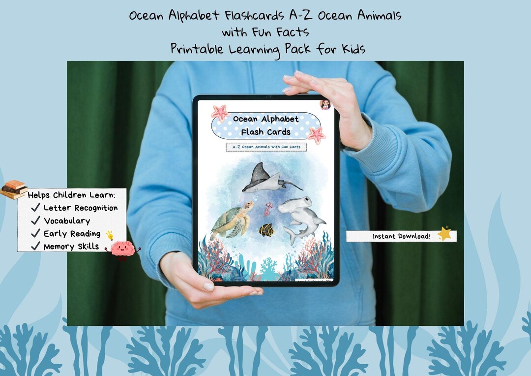 Ocean Alphabet Flashcards | Fun Facts, Printable Learning Pack (digital ...
