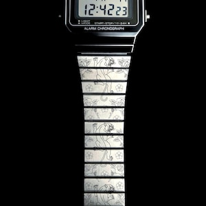 Custom Casio A700W-1A Traditional Tattoo Panther Design Engraved Watch ...