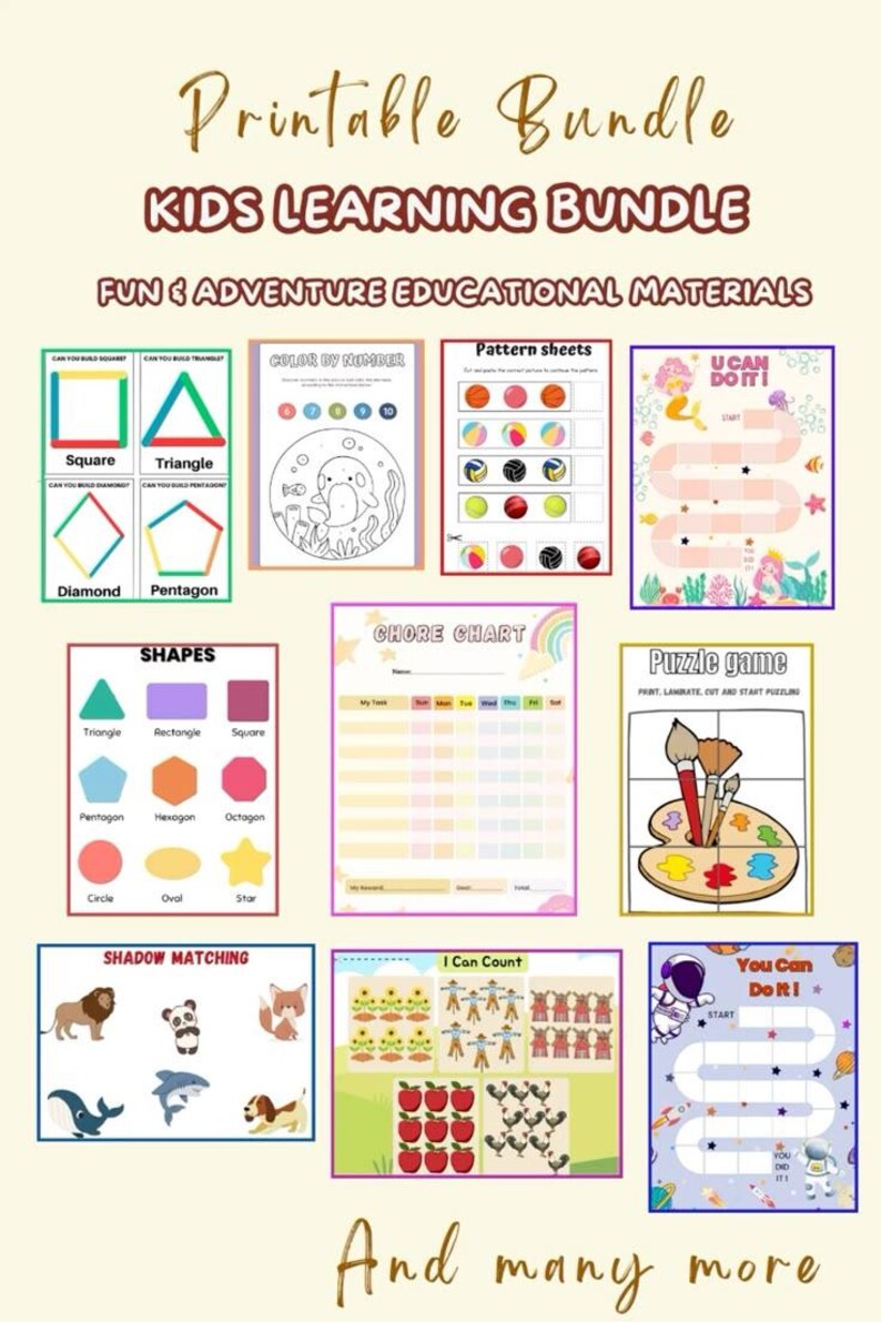 100,000 Kids Learning Printable Bundle, Coloring Pages & Worksheets ...