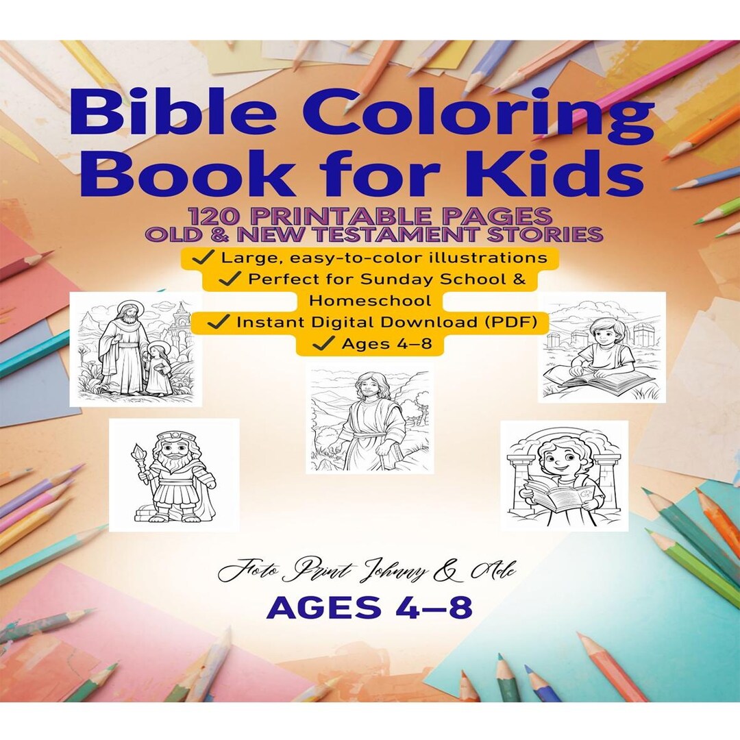 Bible Coloring Book for Kids PDF – 120 Christian Printable Pages ...