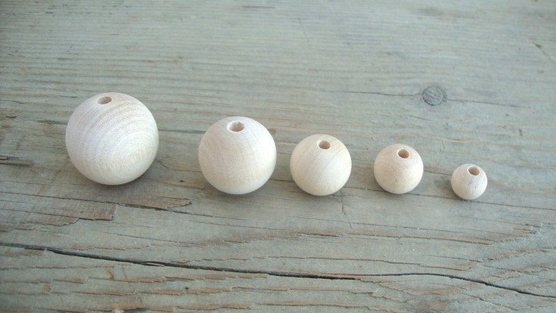 Wood Beads 25 Mm Set of 50 1 Unfinished Wood Bead | Etsy