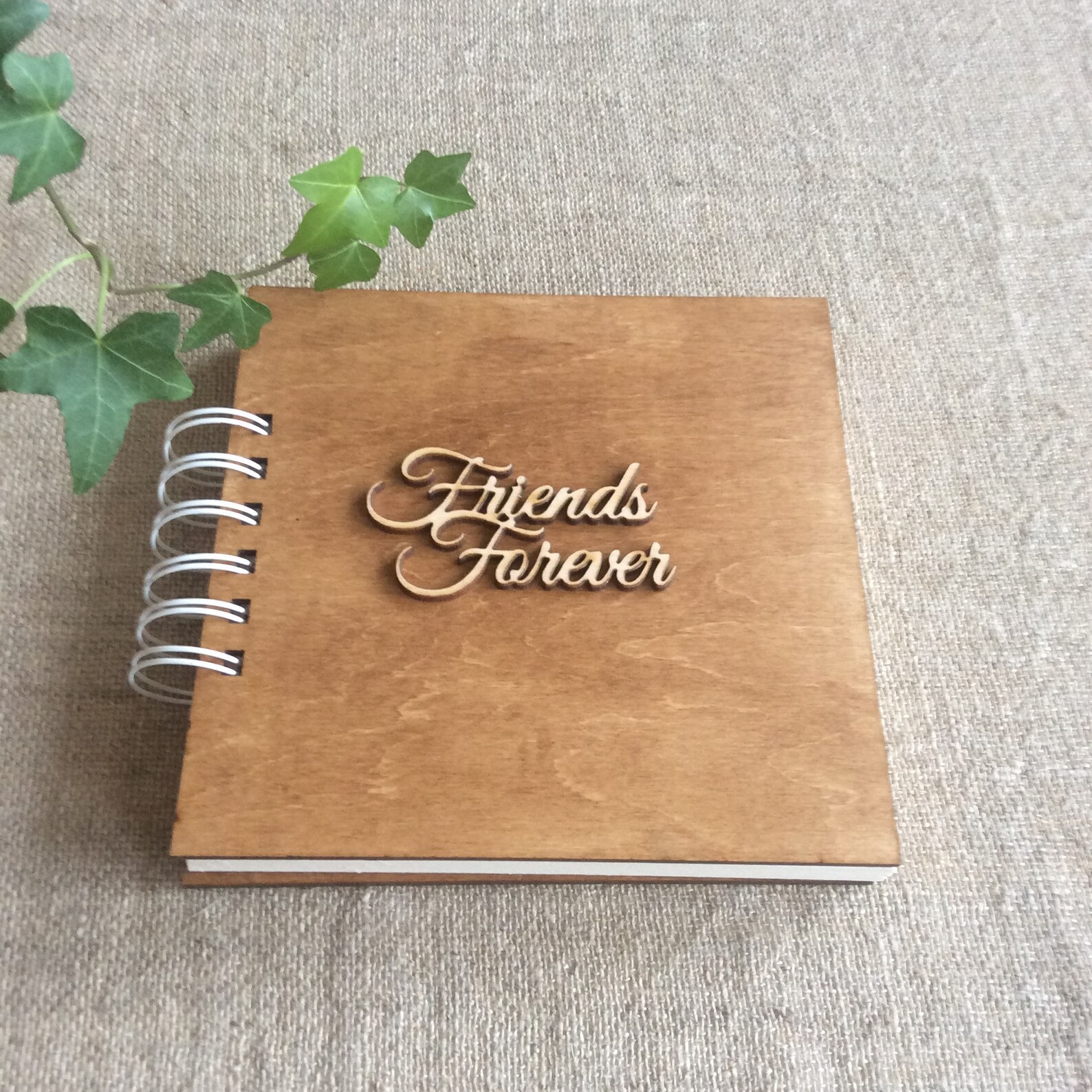 Photo album for best friend black pages album wooden cover | Etsy