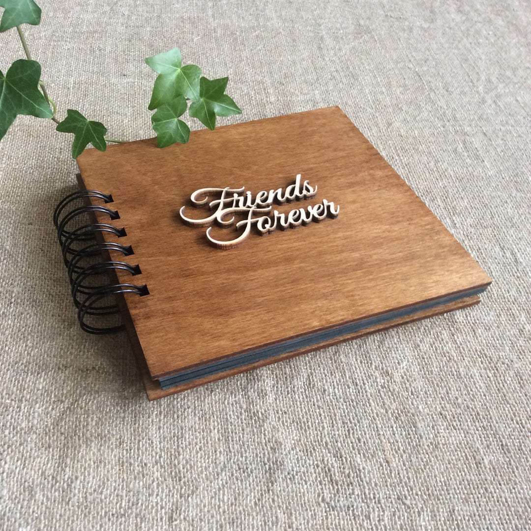 Photo Album for Best Friend, Black Pages Album, Wooden Cover Album, 25 ...