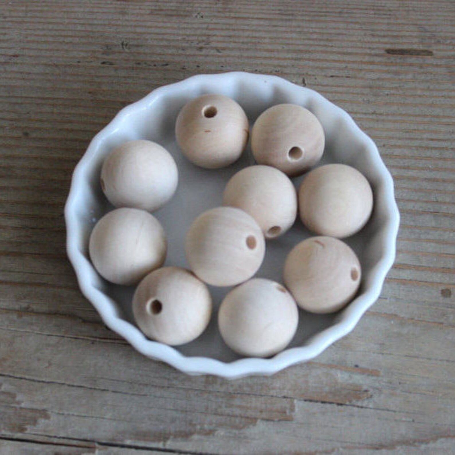 Wood Beads 25 Mm Set of 50 1 Unfinished Wood Bead | Etsy