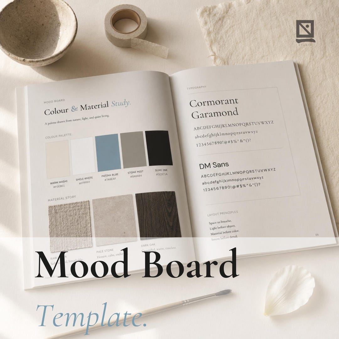 Interior Design Mood Board Template Canva | Japandi 12-page Visual ...