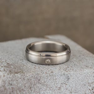 Brushed and Polished Titanium Wedding Ring Set. Round Titanium Matching ...