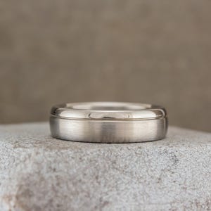 Brushed and Polished Titanium Wedding Ring Set. Round Titanium Matching ...