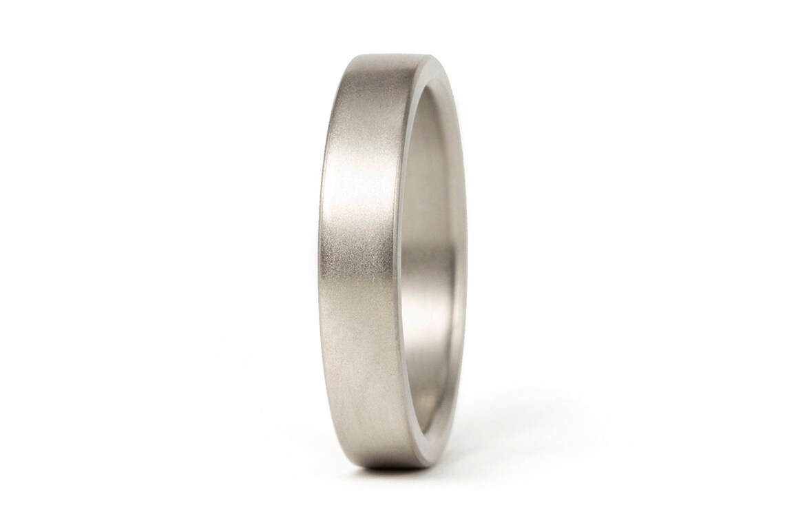 Matte Titanium Ring for Her. Flat Women Wedding Ring. | Etsy