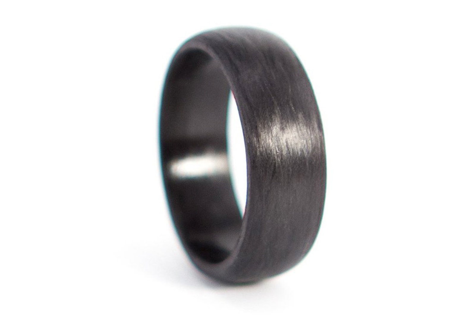 Carbon Fiber Matte Ring for Him. Black Round Mens Wedding | Etsy