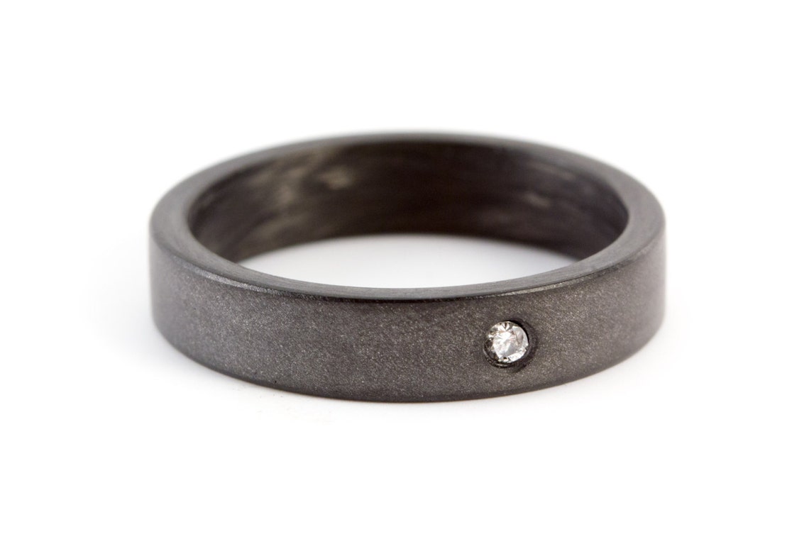 Carbon fiber and graphite ring for her with Swarovski crystal. | Etsy