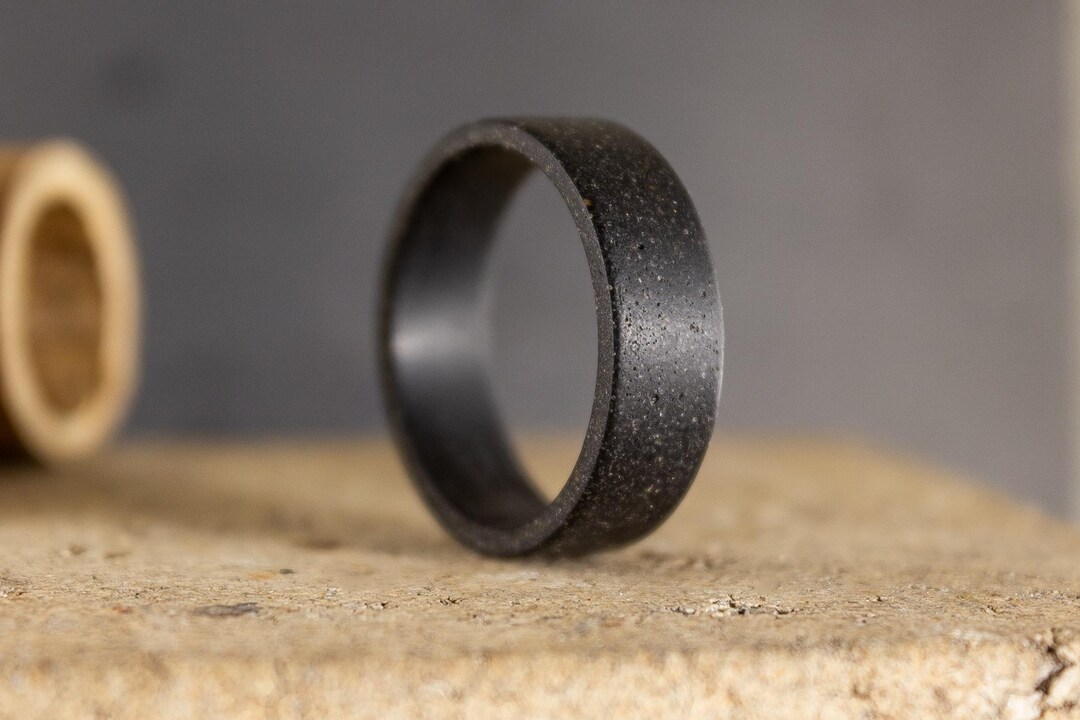 Matte Black Concrete Ring, Cement Wedding Band, Handmade. (00603_7N) - Etsy
