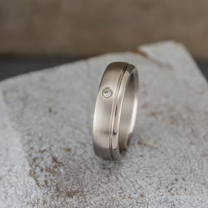 Brushed and Polished Titanium Wedding Ring Set. Round Titanium Matching ...