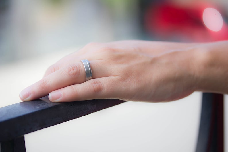 Brushed and Polished Titanium Ring for Her. Rounded Titanium - Etsy