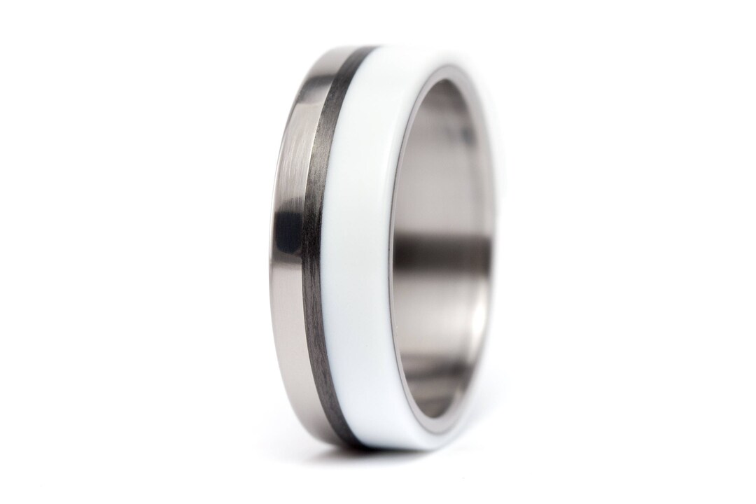 Men's Titanium, Corian and Carbon Fiber Ring. Industrial and Modern ...
