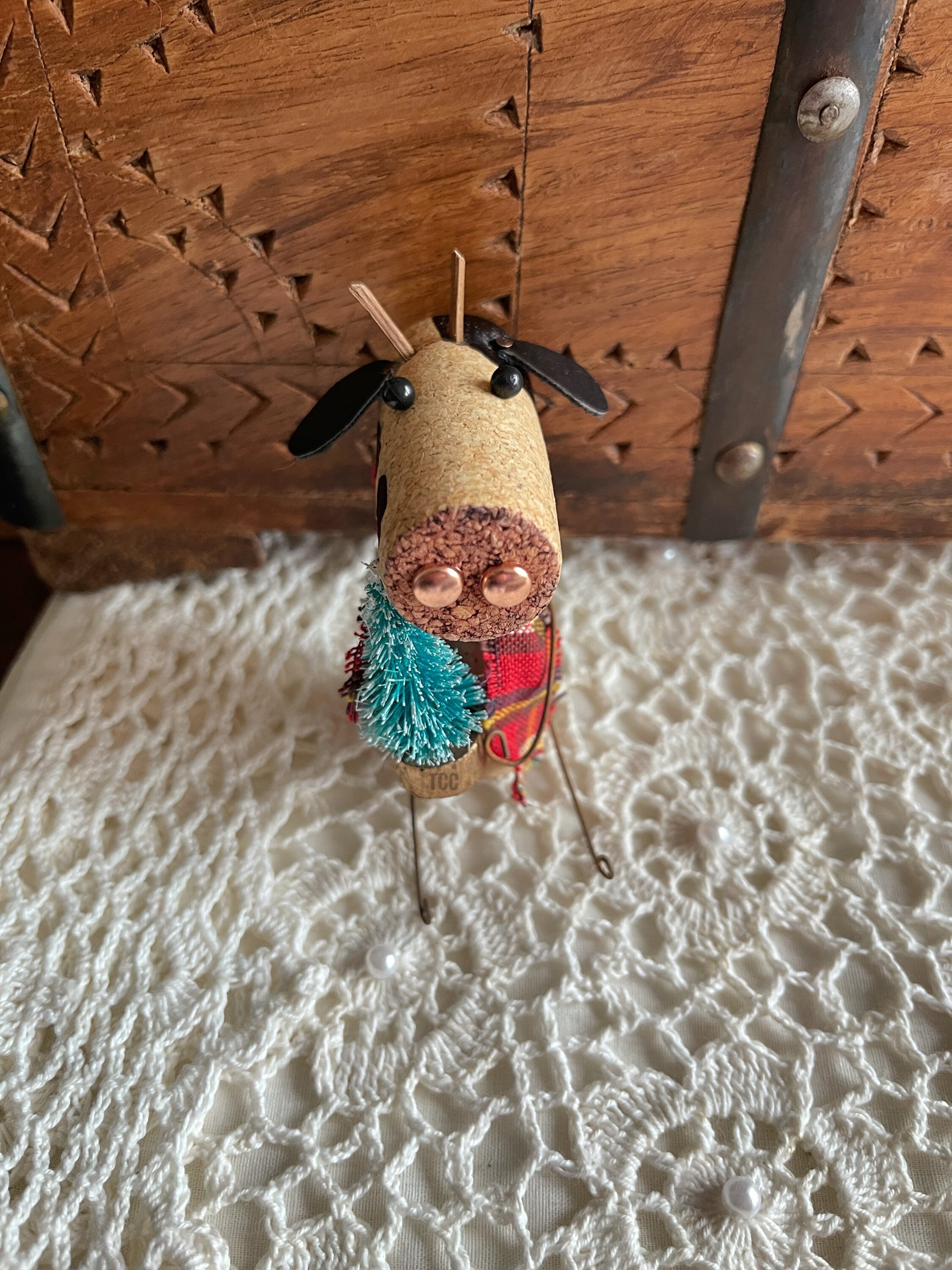 Wine Cork Cow, Cork Shelf Sitter With Tree, Christmas Cow, Cow Wine ...