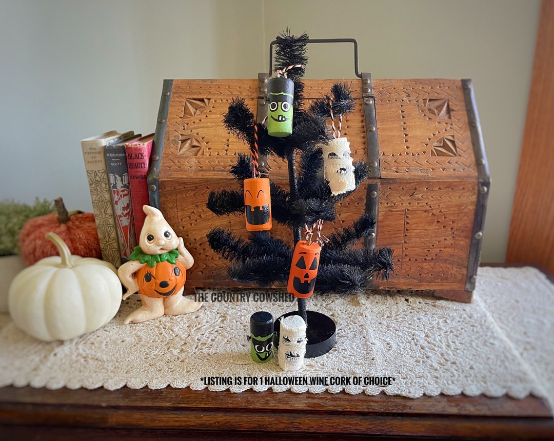 Halloween Wine Cork, Cork Shelf Sitter, Cork Pumpkin, Mummy Wine Cork ...