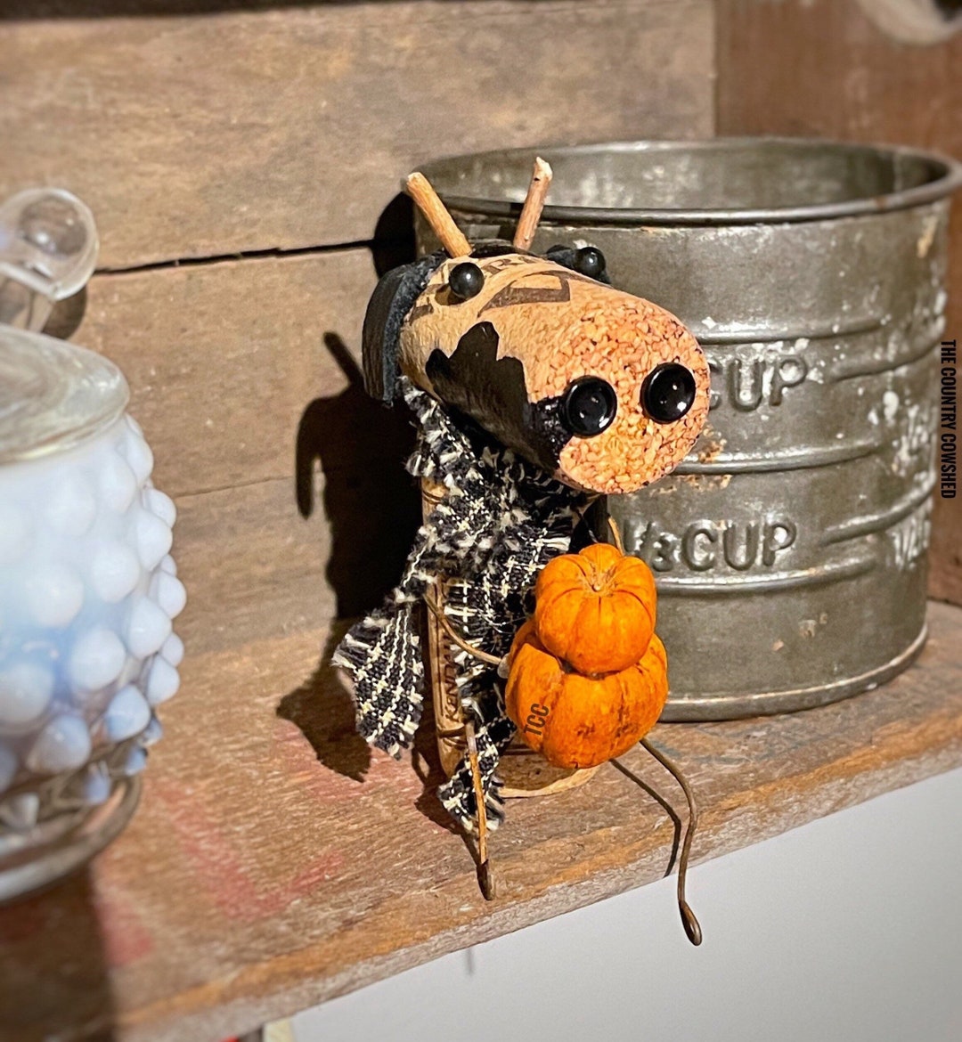 Wine Cork Cow, Cork Shelf Sitter With Pumpkins, Fall Cow, Cow Wine Cork ...