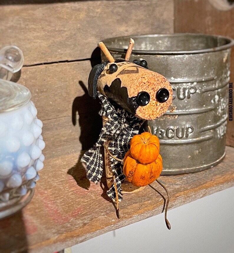 Wine Cork Cow, Cork Shelf Sitter With Pumpkins, Fall Cow, Cow Wine Cork ...