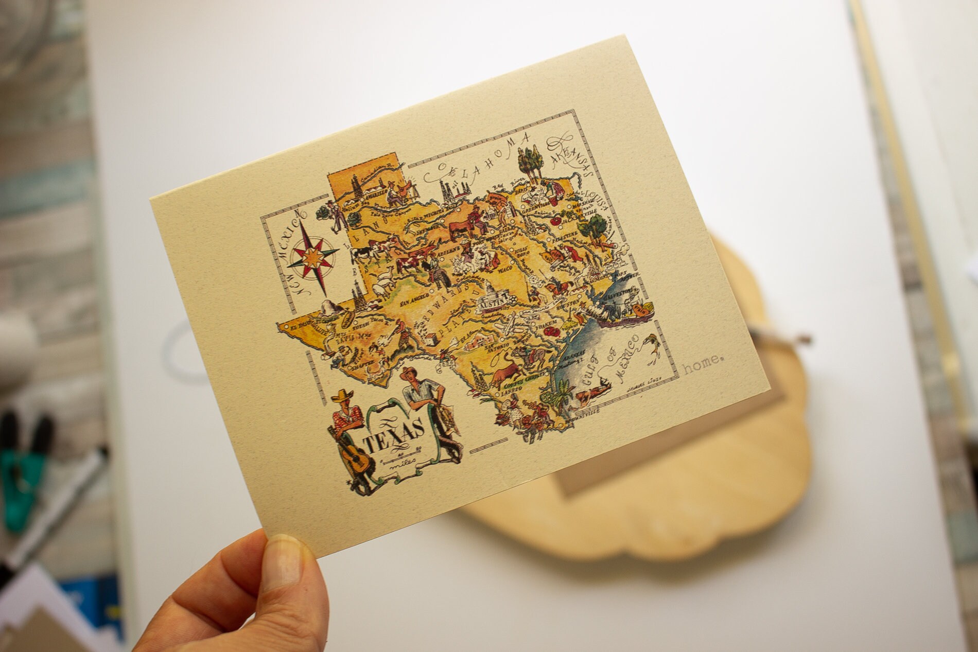 Texas Greeting Card Funny Texas Map Notecard Cowboy Greeting Card Texas ...