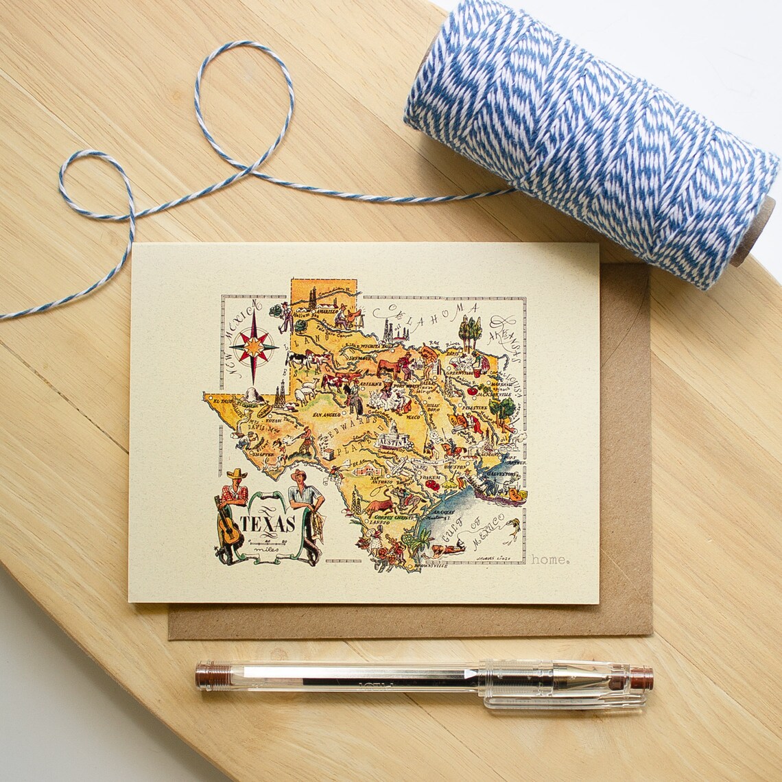 Texas Greeting Card Funny Texas Map Notecard Cowboy | Etsy