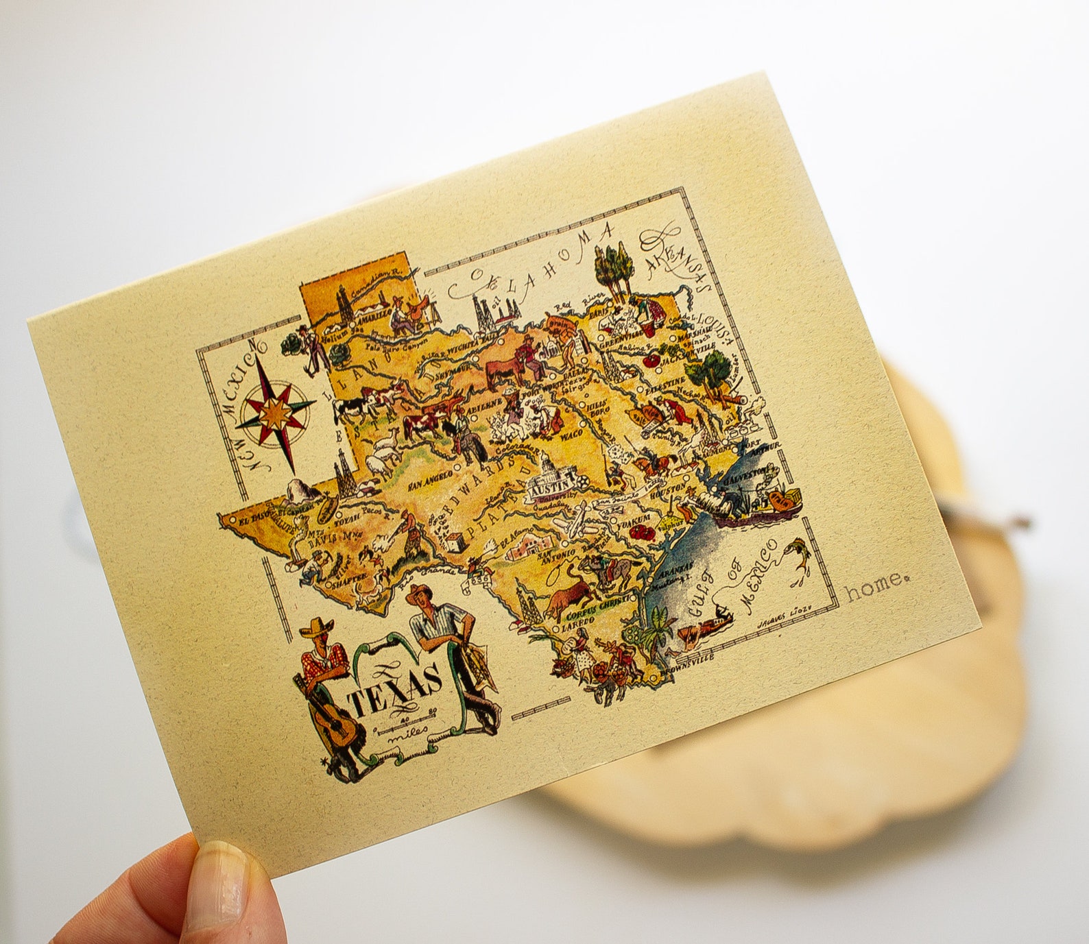 Texas Greeting Card Funny Texas Map Notecard Cowboy | Etsy