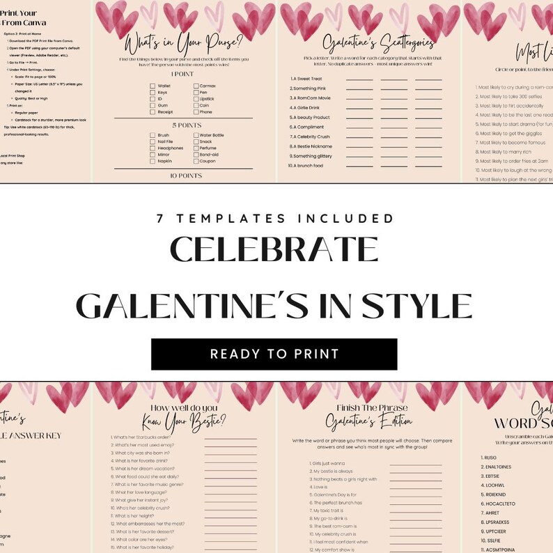 Galentine's Day Games Bundle | Girls Night Party Pack (digital Download ...