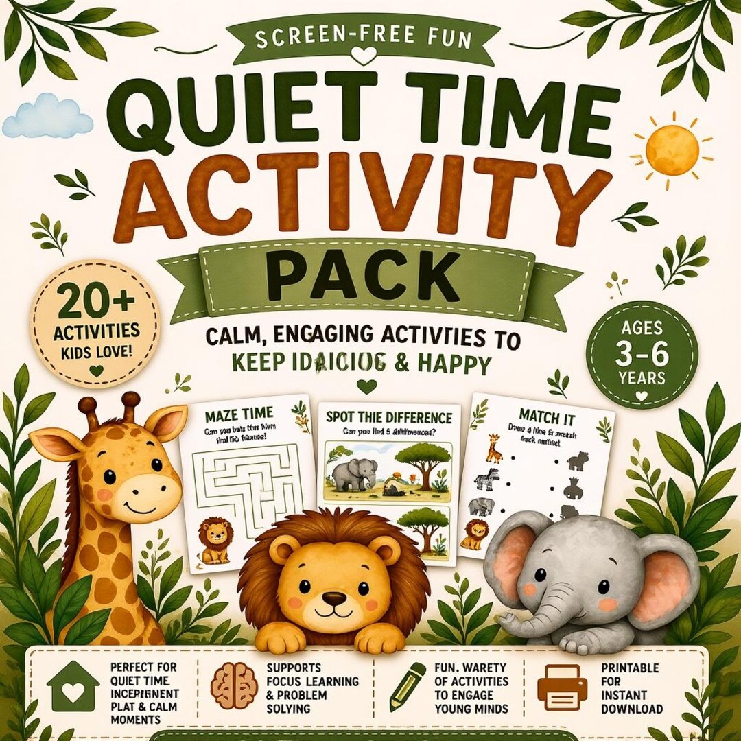 Quiet Time Activities for Kids Printable Screen Free Toddler Activities ...
