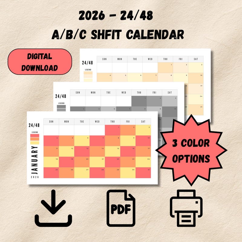 2026 Printable Shift Calendar - Etsy