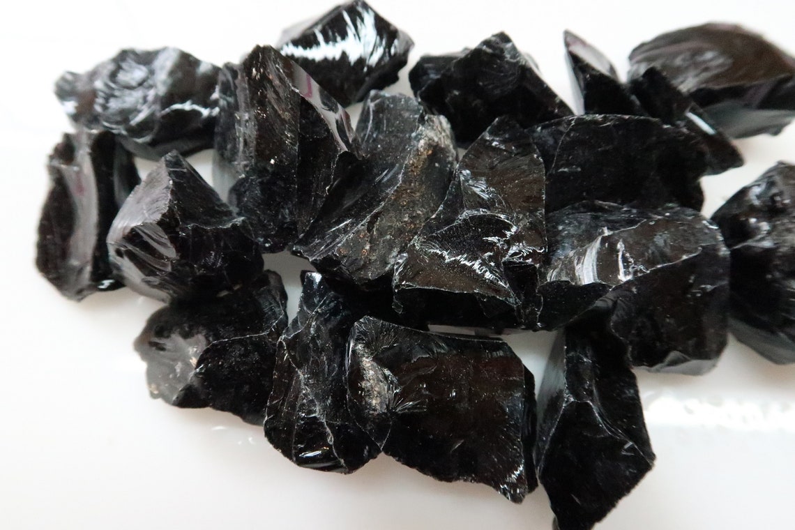 Premium Black Obsidian Rough Rocks - Raw Obsidian - Tumbling Rough ...