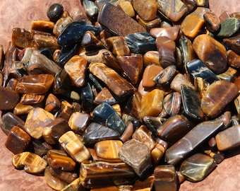 100g of Natural Tiger Eye Chips Mini Tumbled Tiger Eye - Etsy