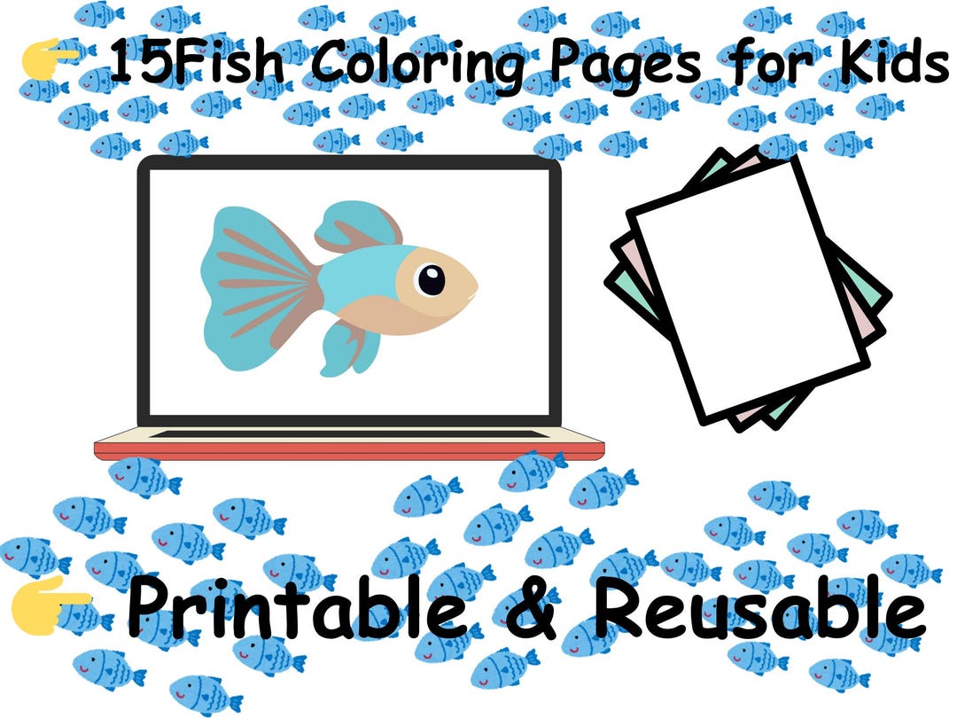 Fish Coloring Book for Kids | 15 Ocean Theme Pages (instant Download - Etsy