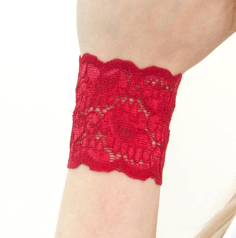Lace Wrist Cuff Bracelet Red Bracelet Red Cuff Bracelet Arm - Etsy