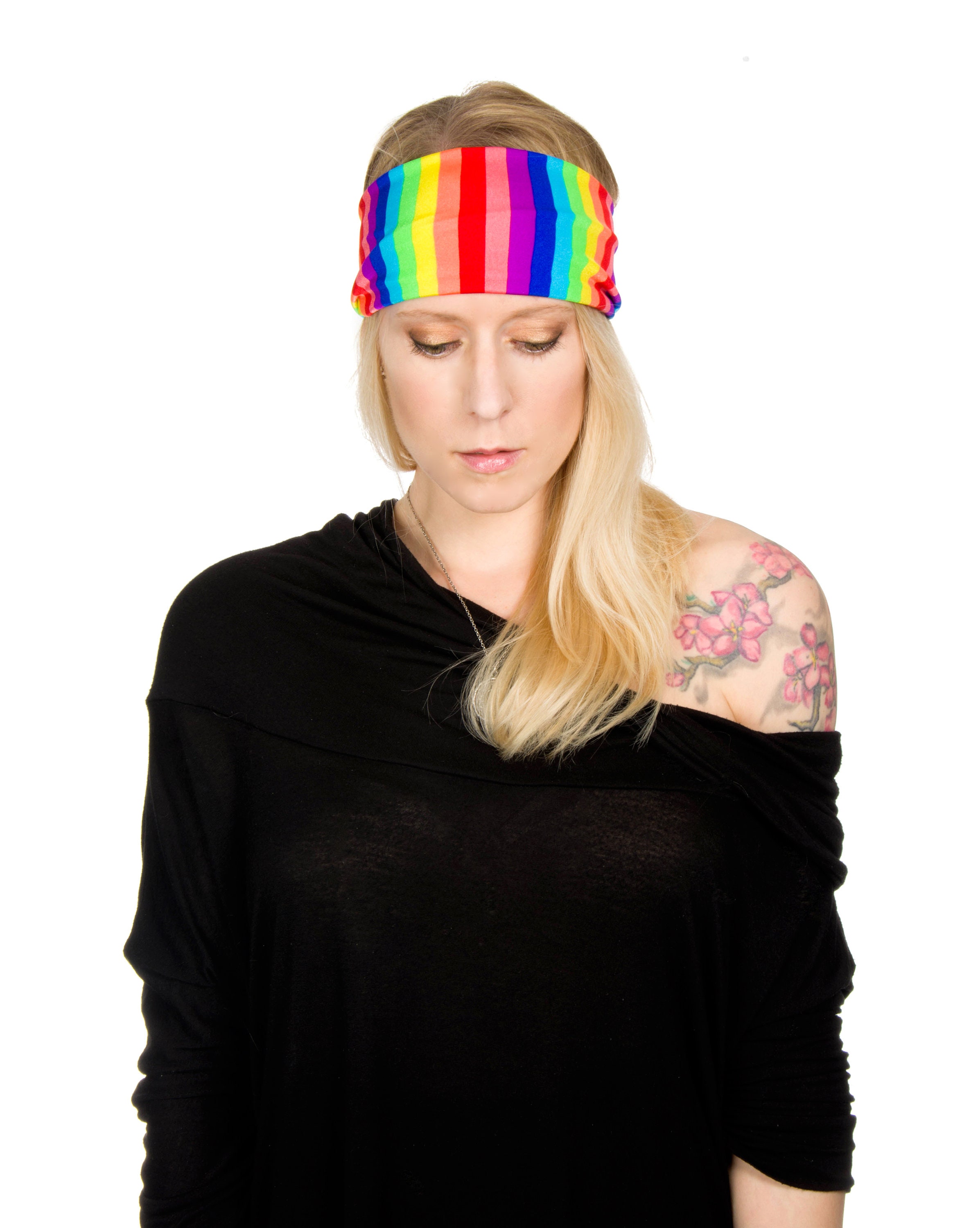 Wide Rainbow Headband Adult Rainbow Stripe Headband Women | Etsy