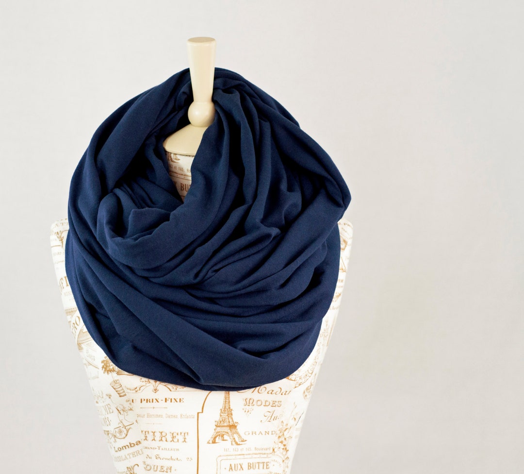 Oversized Navy Blue Infinity Scarf: Jersey Cotton Hooded Scarf - Etsy