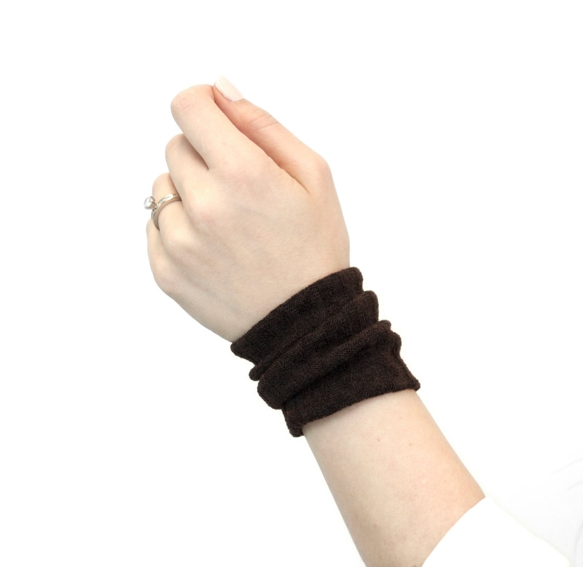 Brown Knit Wrist Cuff: Ribbed Stretch Fabric Arm Band - Etsy