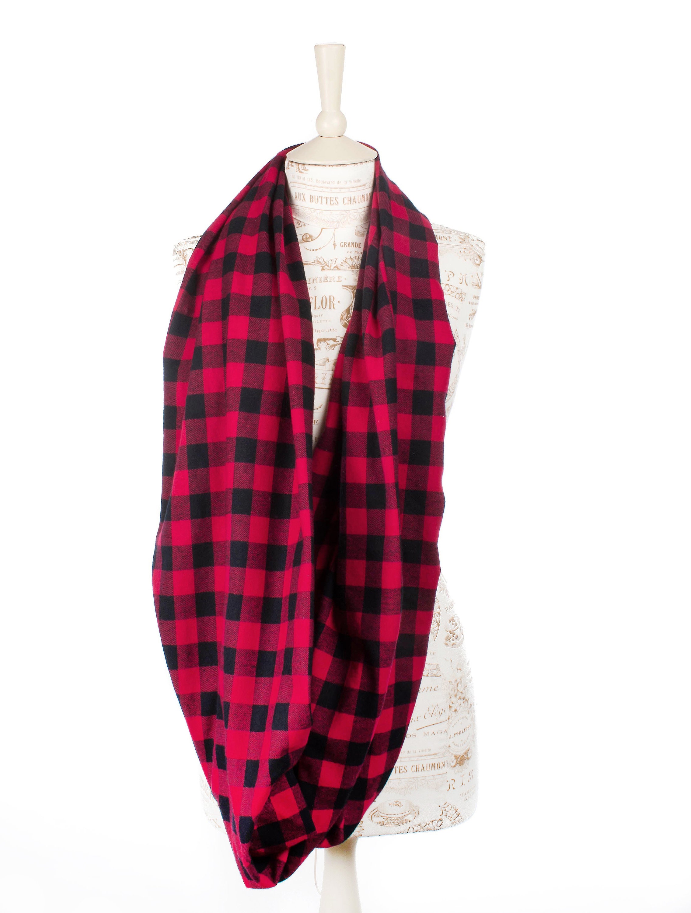 Red Buffalo Plaid Scarf Flannel Scarf Buffalo Plaid Infinity | Etsy