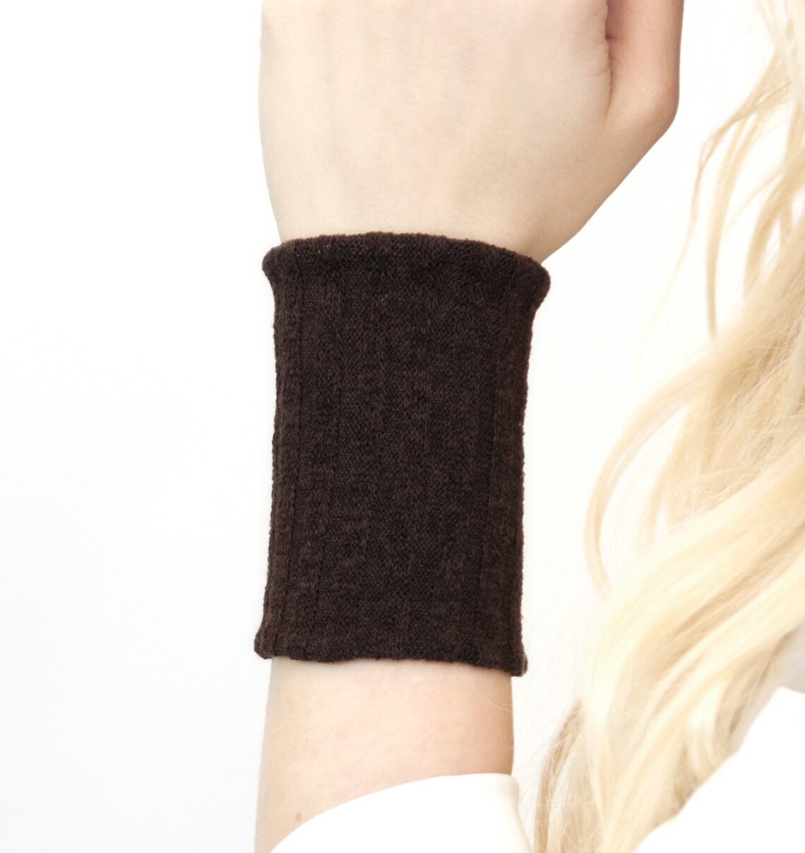 Brown Knit Wrist Cuff: Ribbed Stretch Fabric Arm Band - Etsy