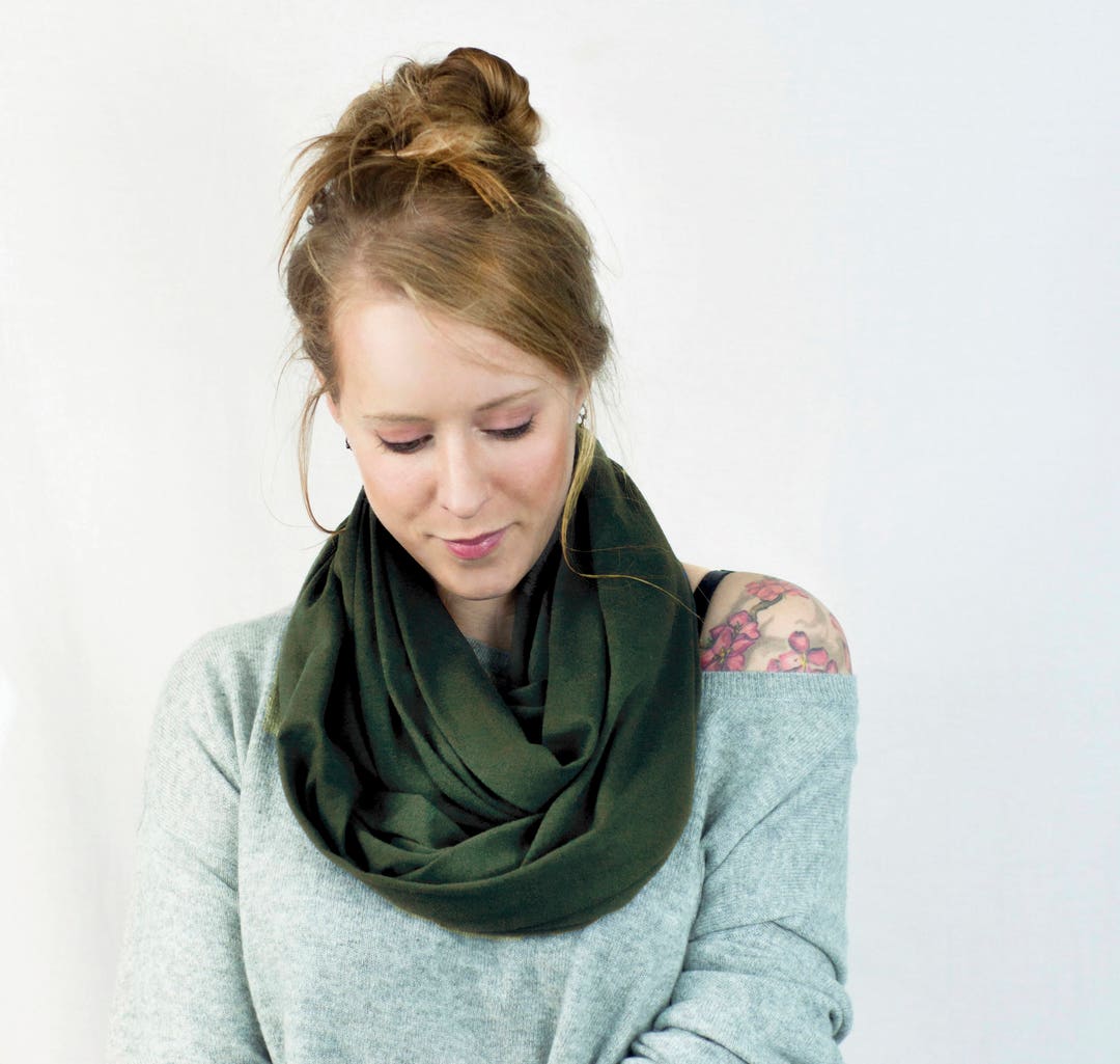 Olive Green Infinity Scarf: Soft Jersey Cotton Circle Scarf - Etsy