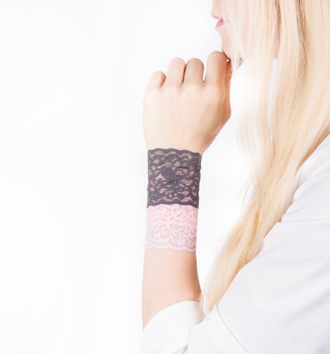 Lace Bracelet SET, Lace Wrist Cuff Set, Boho Bracelet Set, Wrist Cover ...