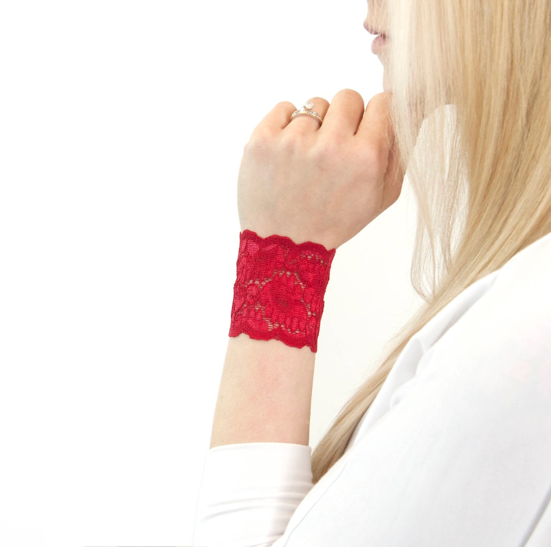 Lace Wrist Cuff Bracelet, Red Bracelet Red Cuff Bracelet Arm Band ...