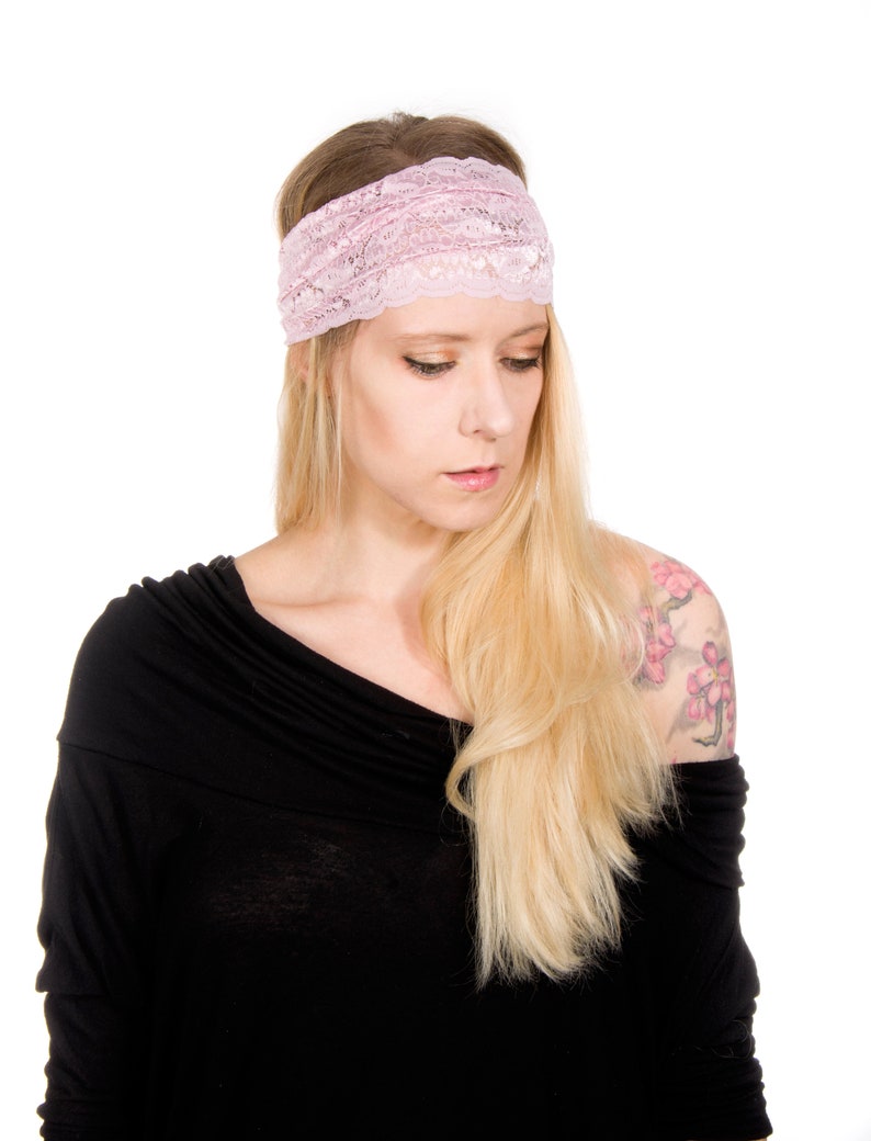 Pink Lace Headband Adult Wide Headband Yoga Headband Pink Etsy