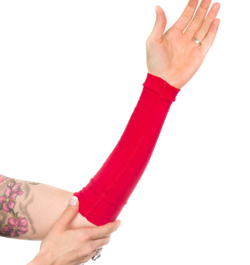Red Arm Warmer Long Cuff Bracelet Fabric Forearm Cover - Etsy