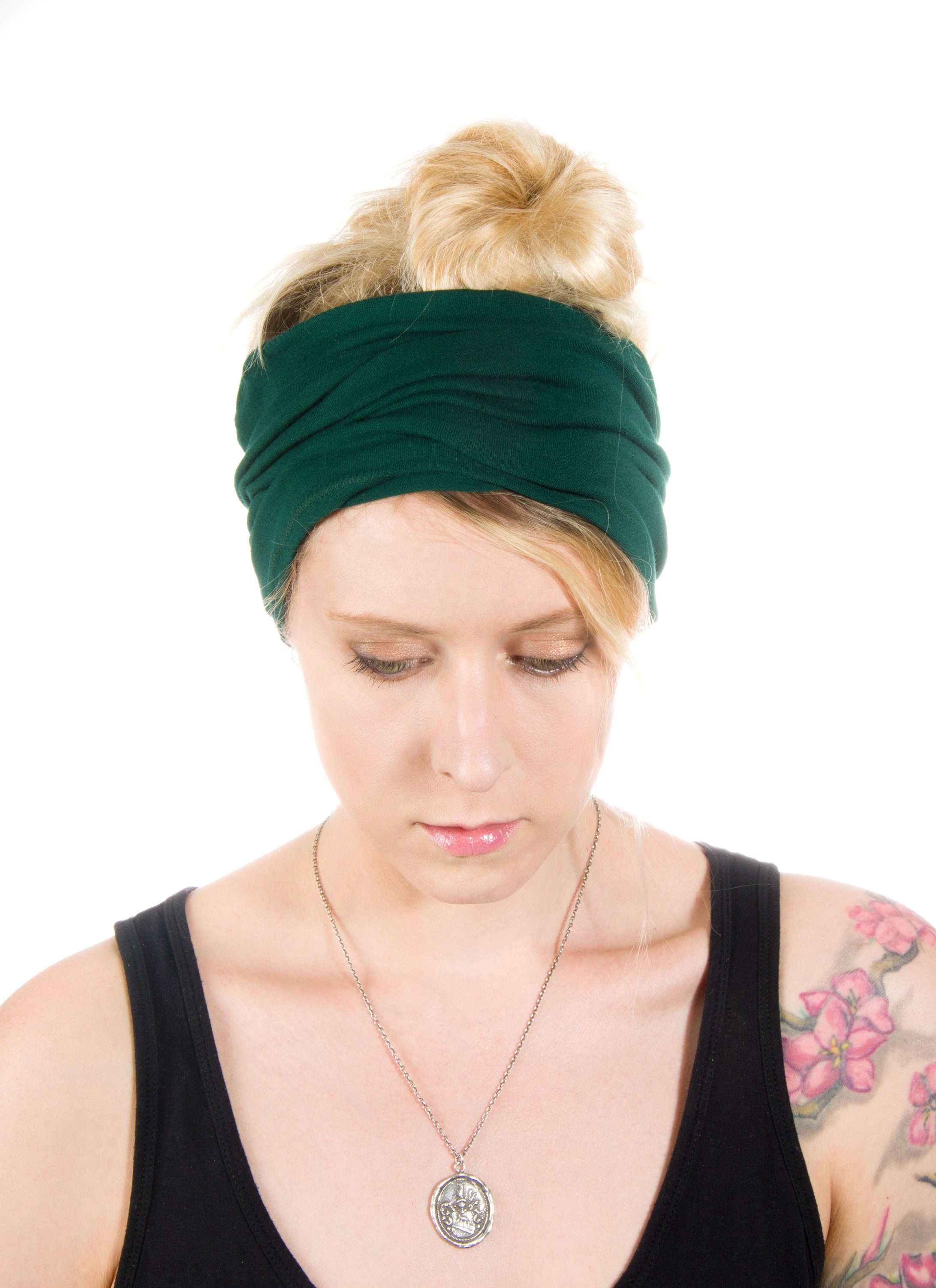 Extra Wide Headband Jersey Headbands for Women Green | Etsy