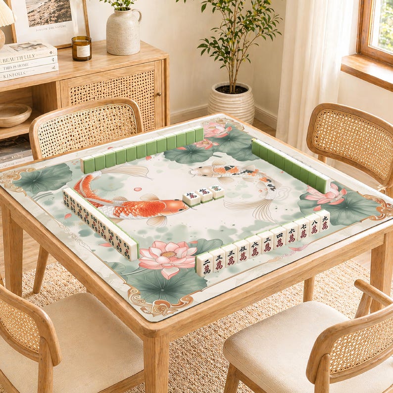 Mahjong Table Mat, Mahjong Game Mat, Pastel Aqua Mah Jongg Table Cover ...