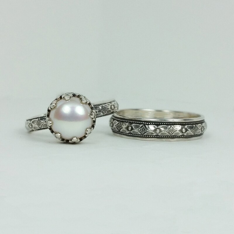 Pearl Wedding Ring - Etsy