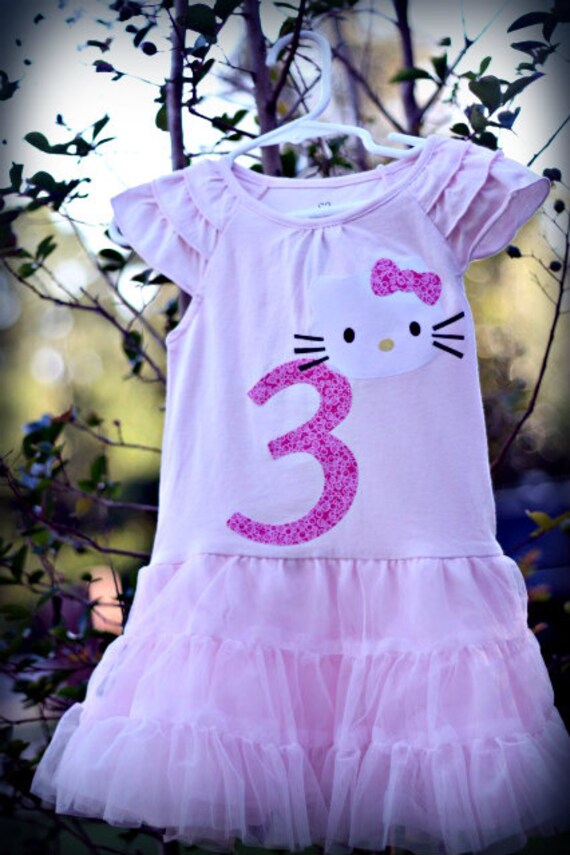 Items similar to Hello Kitty Dress for Birthday Girl - Sweet Pink and ...